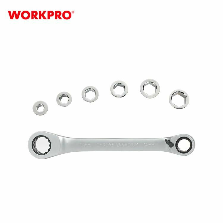 Ключ универсальный со смен. вставками 6шт.(8-17мм) с храповым механизмом и реверсом WORKPRO