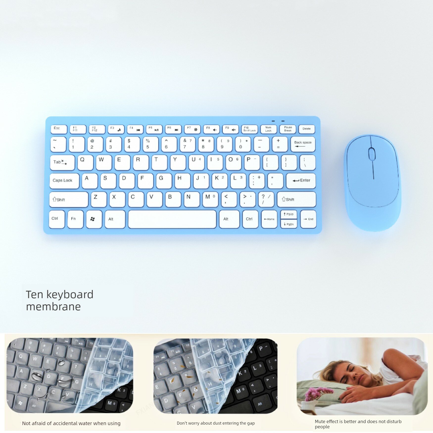 Беспроводной комплект клавиатуры и мыши, тонкая и легкая мини-клавиатура, для настольного компьютера, ноутбука,