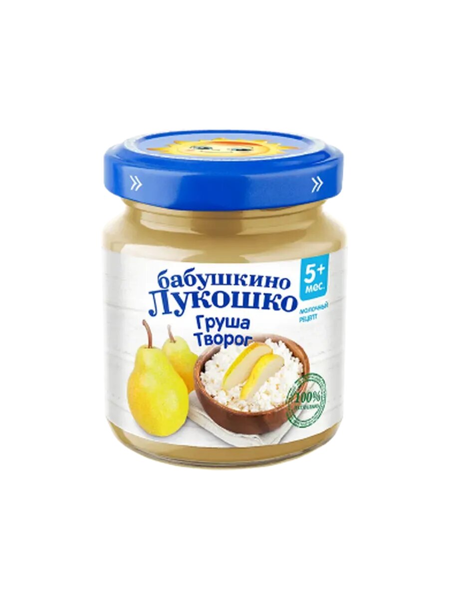 Бабушкино Лукошко Пюре груша/творог 100г
