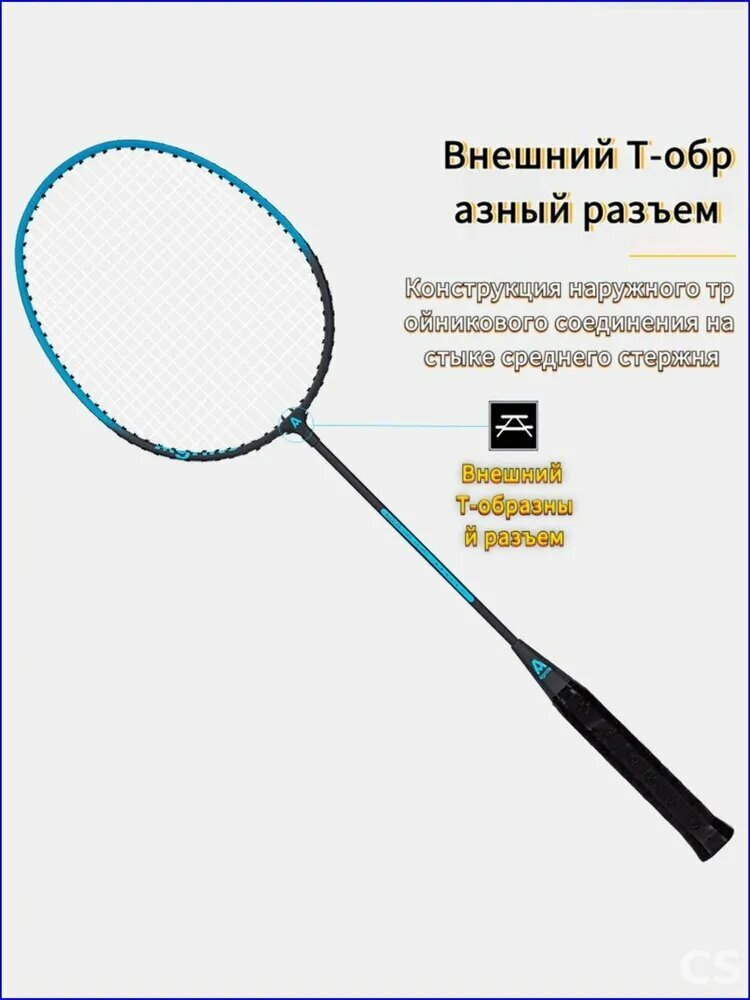 Набор для бадминтона Nola с 2 ракетками, чехлом и воланами, карбон, для взрослых и подростков — фото 1