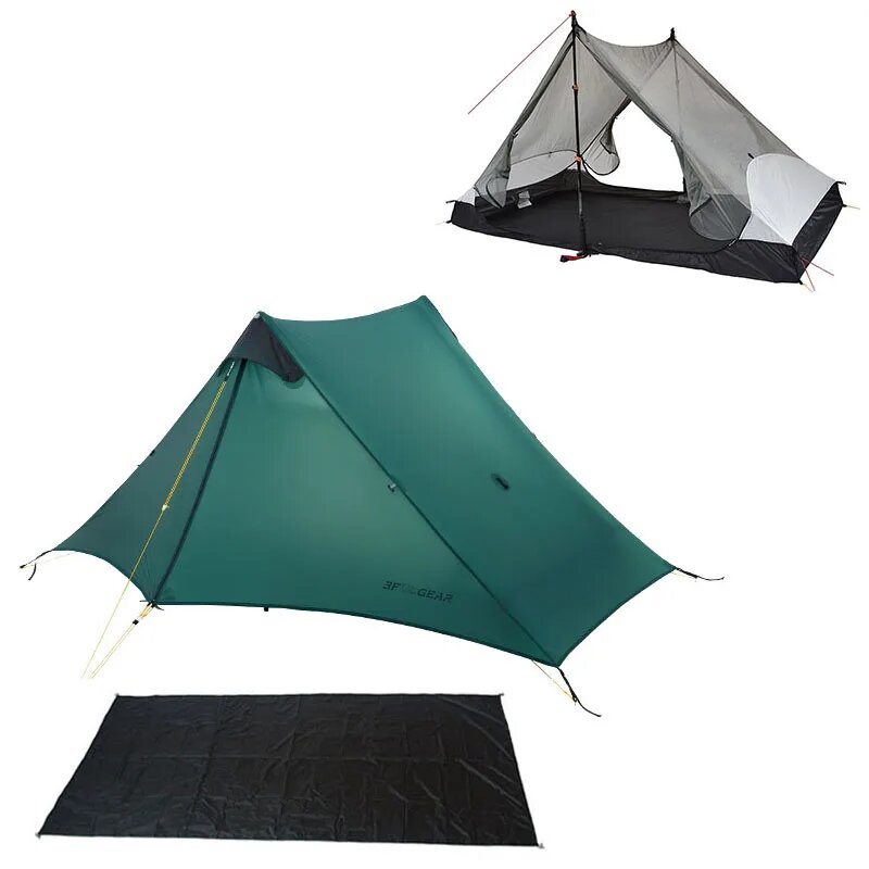 3F UL GEAR LanShan 2 двухместная треккинговая палатка Темно-зеленый, T Open 3S Green n FP