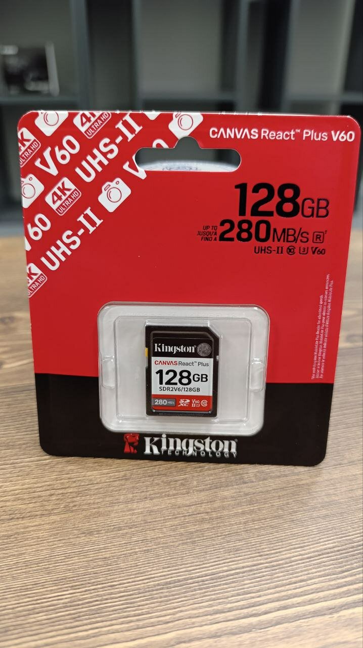 Карта памяти Kingston Canvas React Plus, класс 10, SDXC, 128ГБ