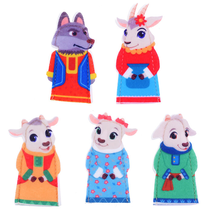 Пальчиковый театр Lip-Lip "Волк и Козлята", из фетра, 5 штук