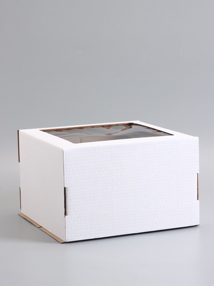 Коробка для торта, кондитерская, белая, с окном 30×30×19 см, Набор10 шт.