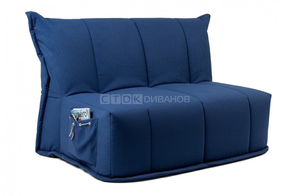 Диван Сток Диванов Сити, темно-синий велюр, 145 см, механизм аккордеон на металлокаркасе