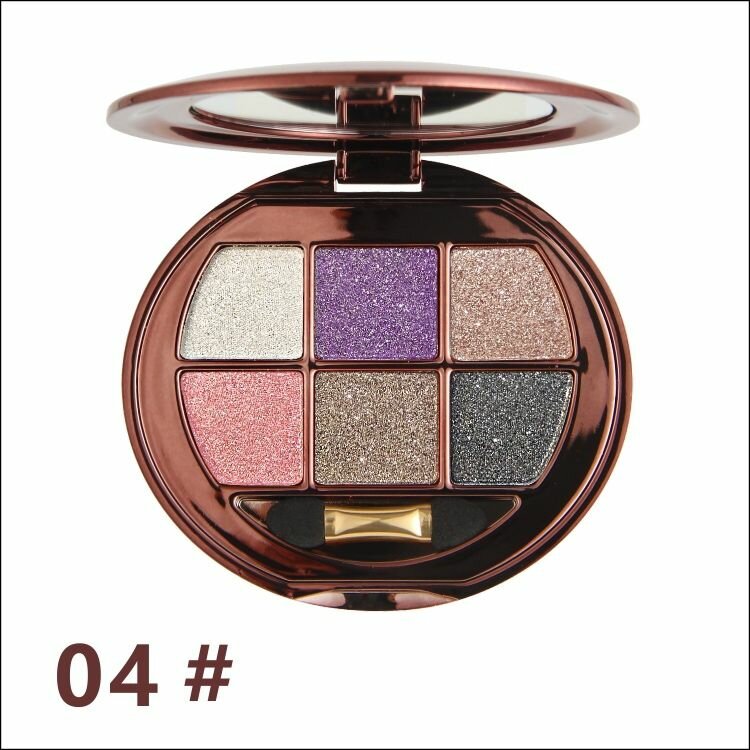 Блестящие тени для век Wei Ni Xiao Xiong , 6 оттенков , тон 04