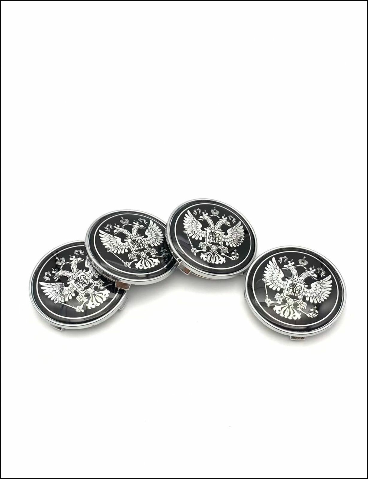 Колпак на колесо-Колпачок на ступицу литого диска на автомобили двуглавый орёл Герб России, размер 61/56/8 мм, комплект 4 штуки. На диск Volkswagen AUDI влезут.