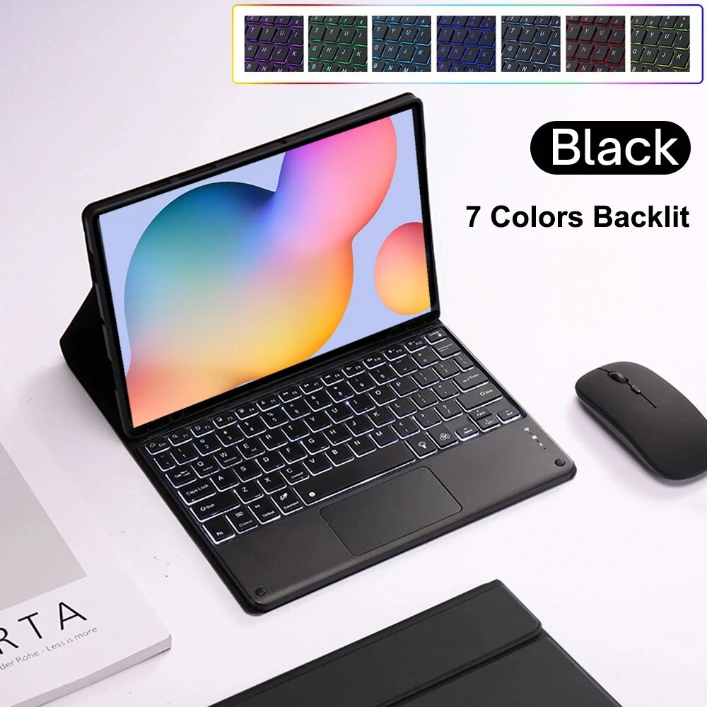 Чехол с клавиатурой для Samsung Galaxy Tab S6 lite 10,4 дюйма English keyboard, Black D Backlight