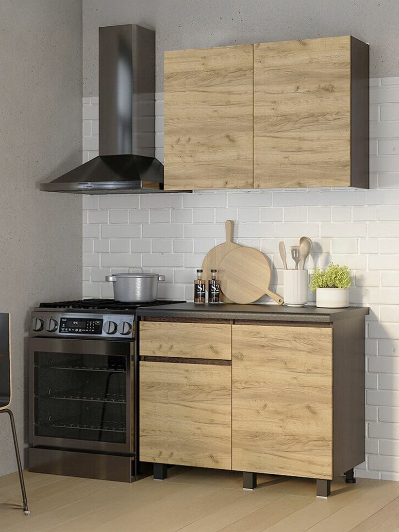 Кухня Лофт 1 метр, 100х60х84.6 см, дуб крафт, венге