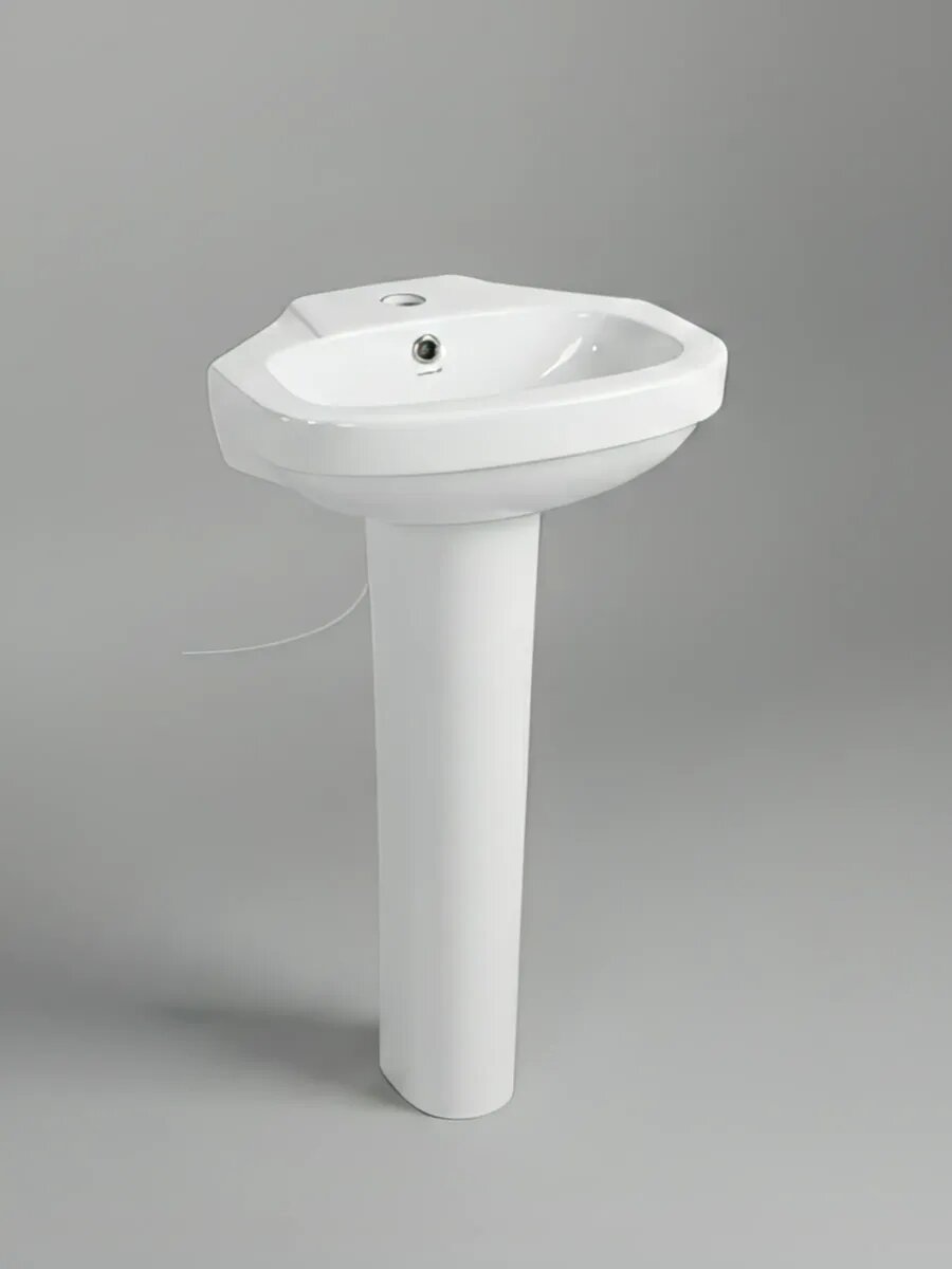 Раковина угловая Creavit Corner VT145, фарфор, белая, глянцевая, с пьедесталом, 3 шт.