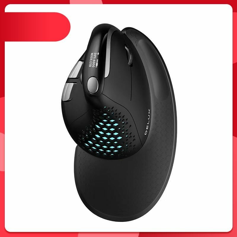 Беспроводная игровая мышь DELUX SEEKER M618XSD с OLED-дисплеем, черная-