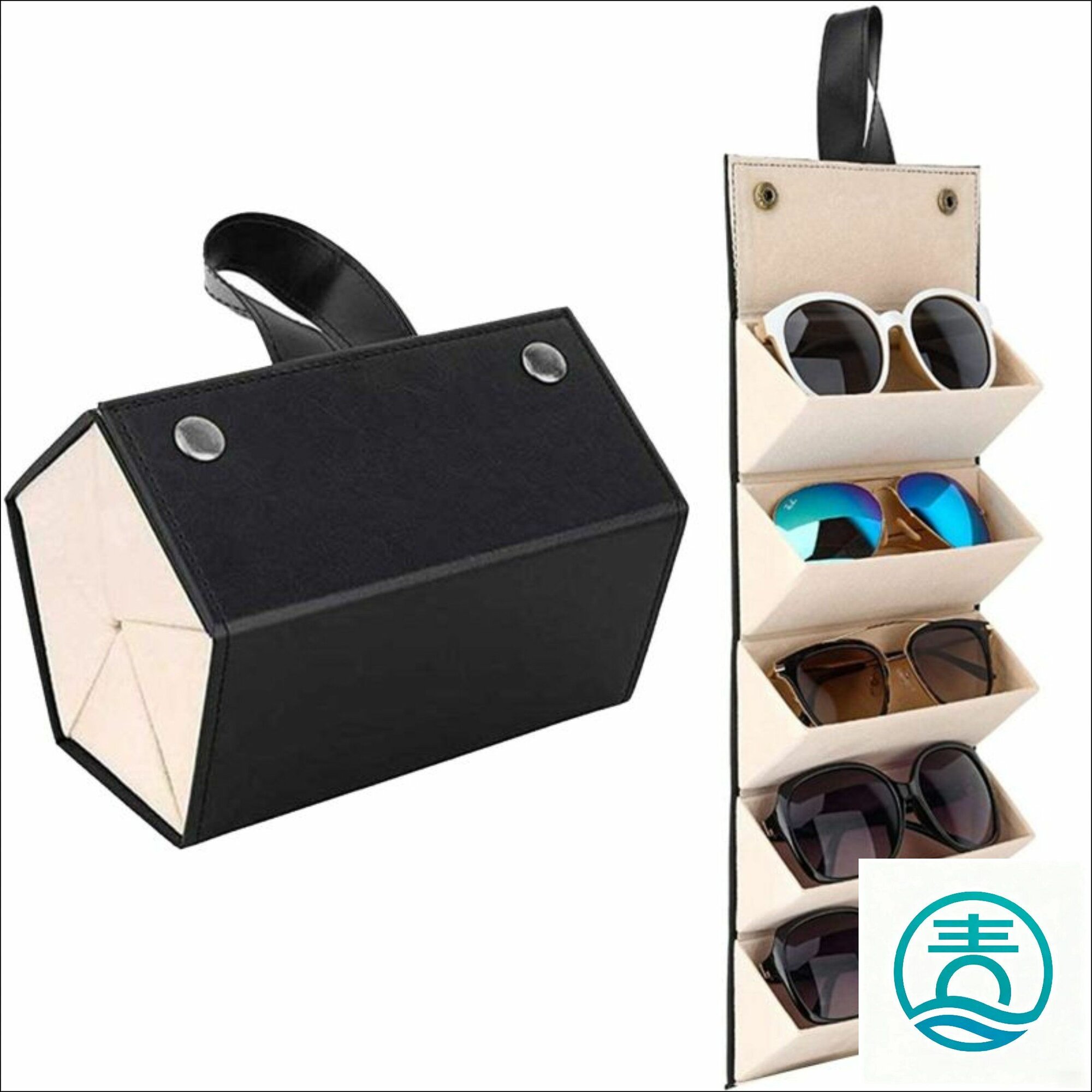 Органайзер для очков, солнцезащитных коробка хранения 5 слотов, свернутый держатель из искусственной кожи, складной чехол