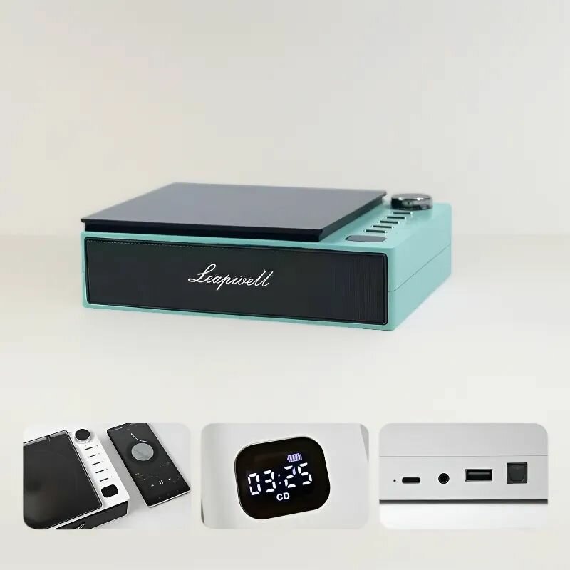 Leapwell HiFi CD-плеер, двухсторонний bluetooth-колонка, FM-радиоприемник, MP3-плеер, пульт дистанц встроенная батарейка