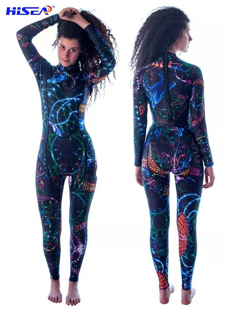 Гидрокостюм Hisea 3MM, неопреновый, мокрый, для женщин, серфинг, дайвинг, Синие водоросли