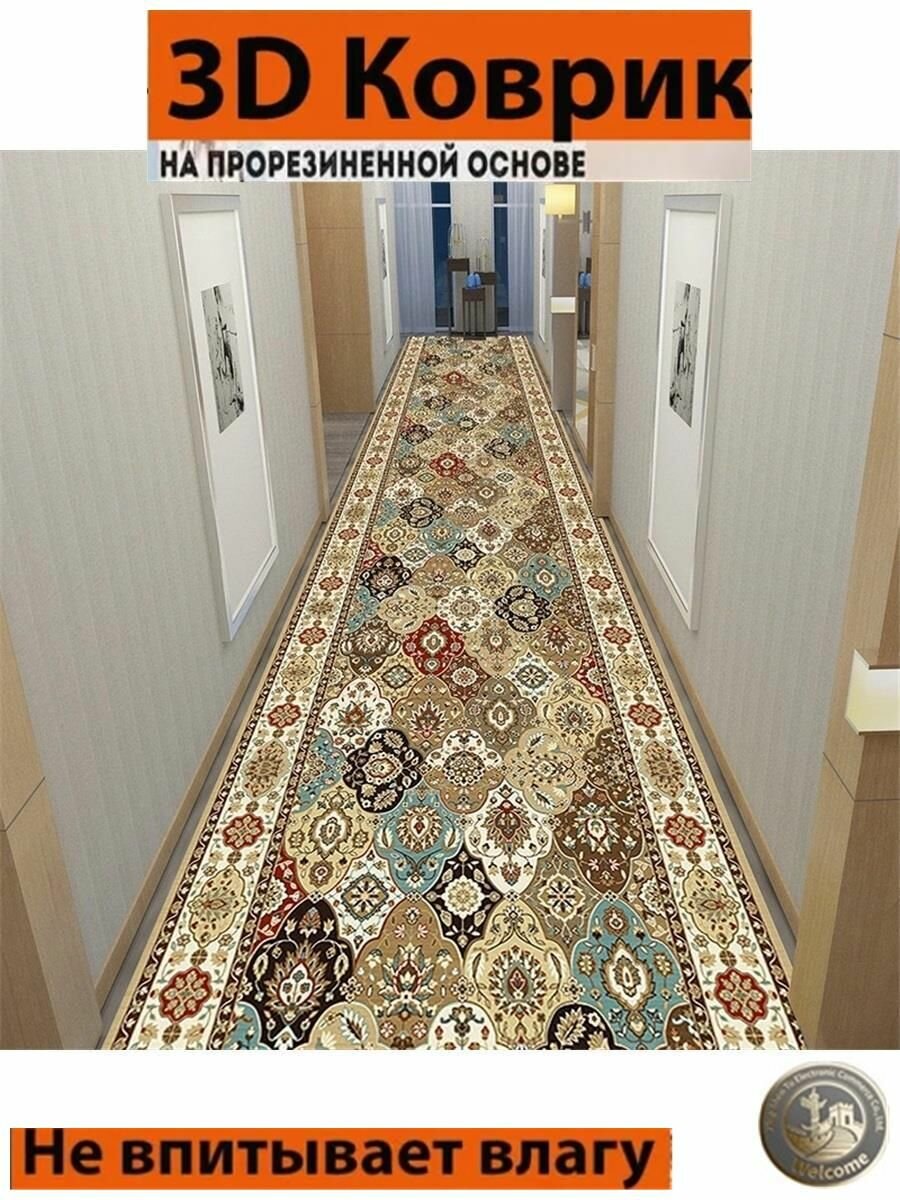 Ковер дорожка орхидеи на досках 60x300 см