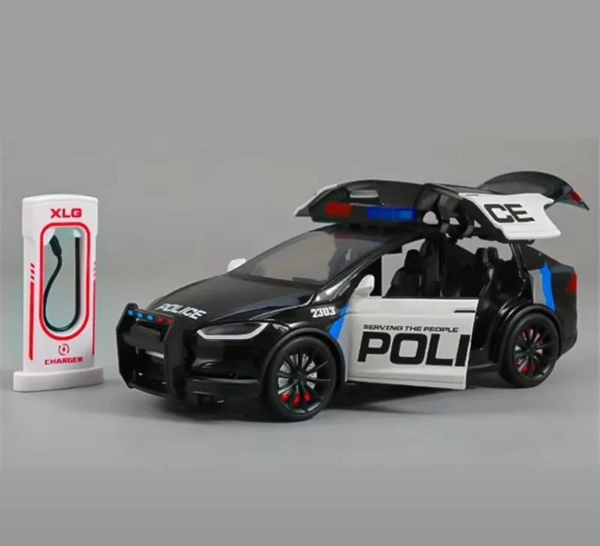 Модель металлической машины Tesla Полиция 1:24, Тесла Полиция 02
