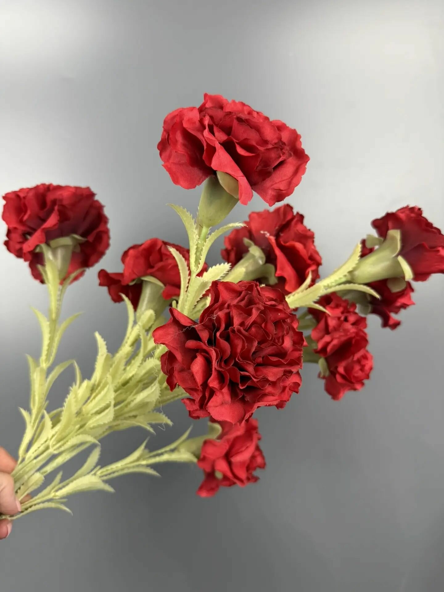 Искусственные цветы для декора флористические премиум Диантус гвоздика красная 3 ветки 75 см