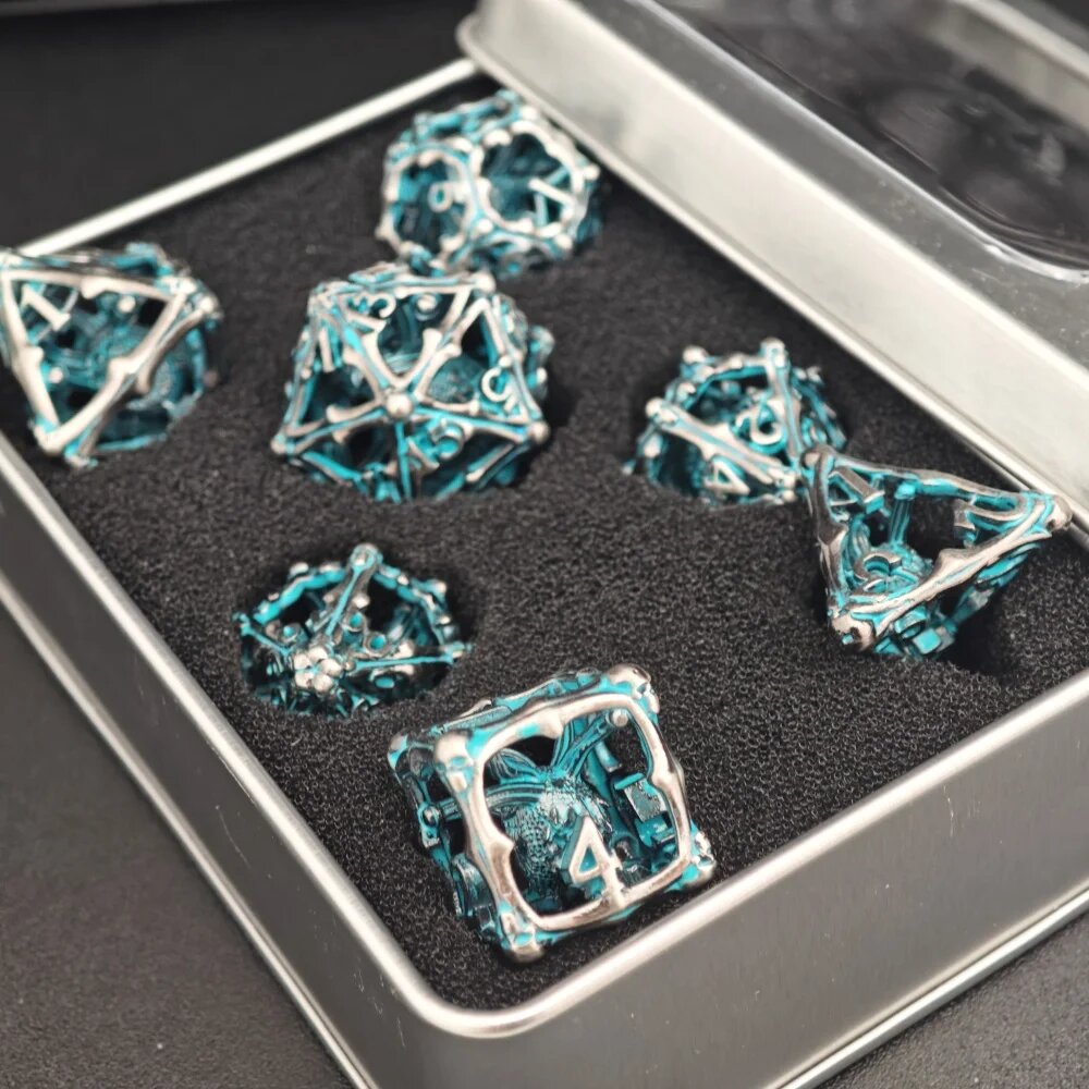 Металлические игровые кости Blue 7 шт.