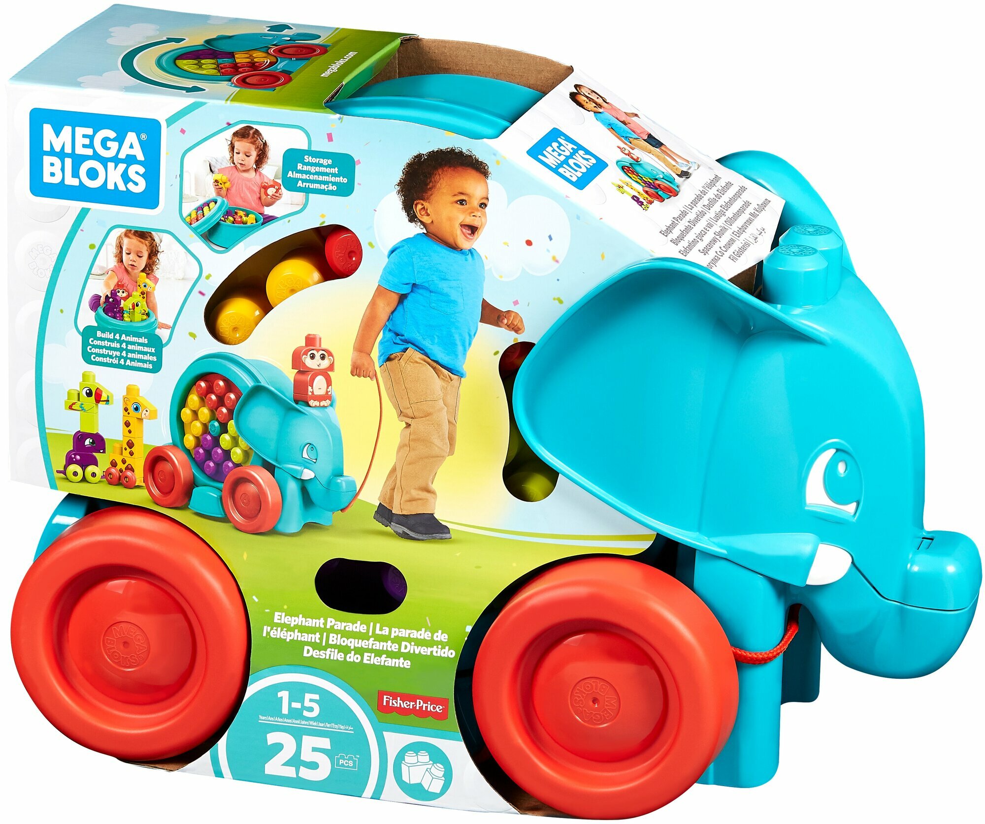 Конструкторы Mattel Mega Bloks FFG21 Мега Блокс Неуклюжий слон голубой