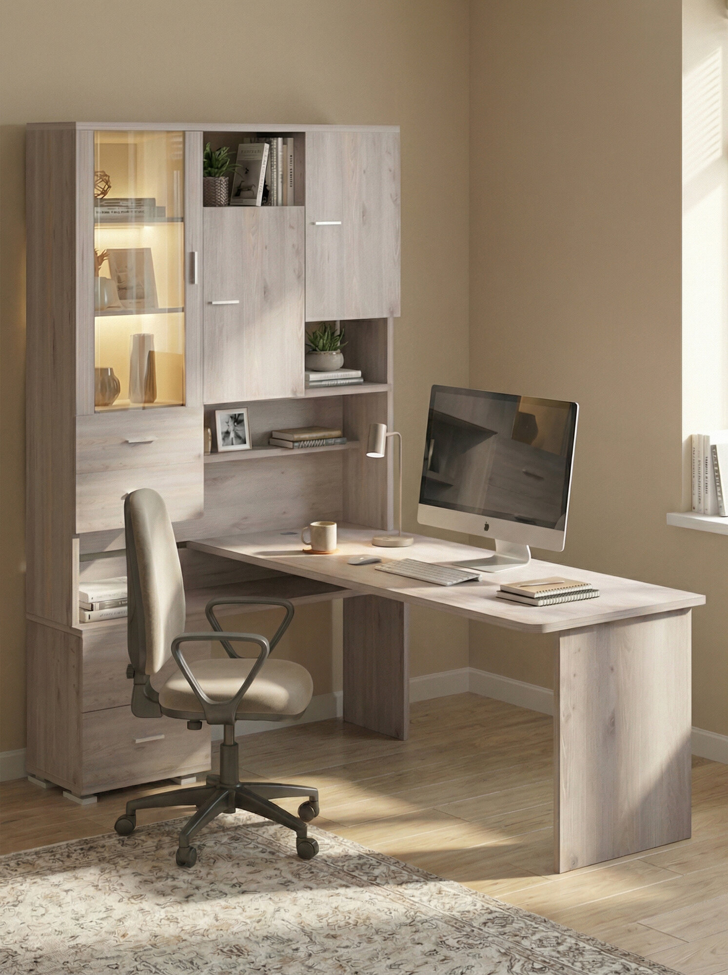 Стол компьютерный Мэрдэс СР-620/180 Н-ЛЕВ Нельсон, с надстройкой, 130х180х216 см, с ящиками