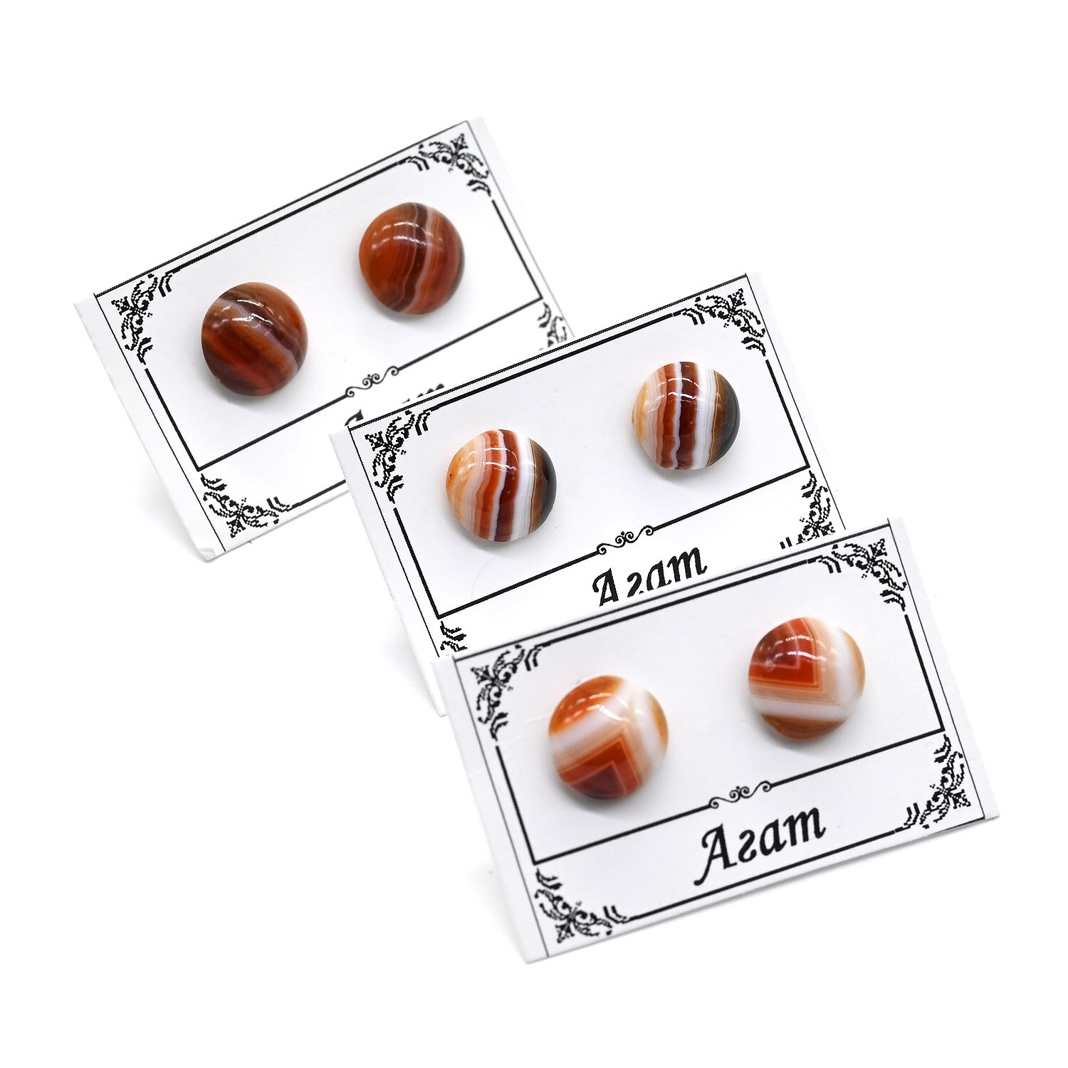 Серьги пусеты, агат