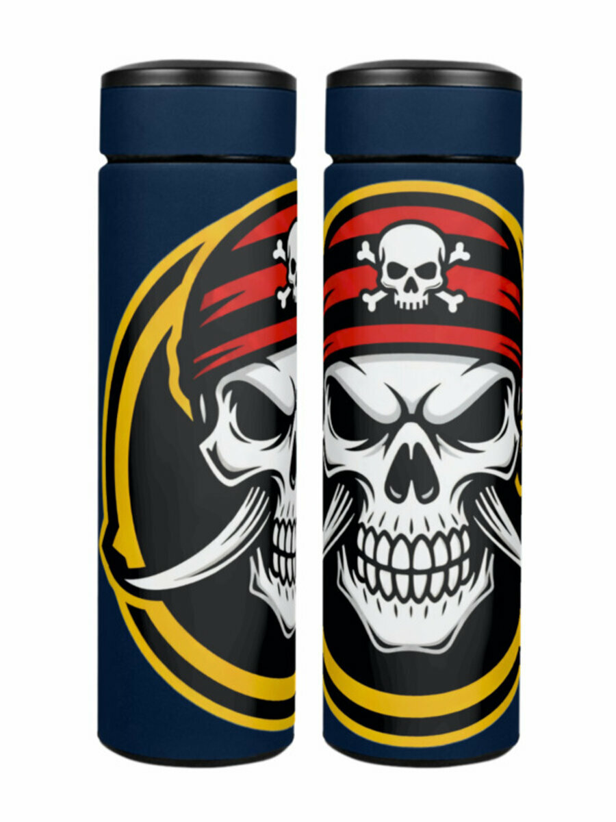 Термос «Pirate Skull дерзкий пиратский череп» (темно-синий)