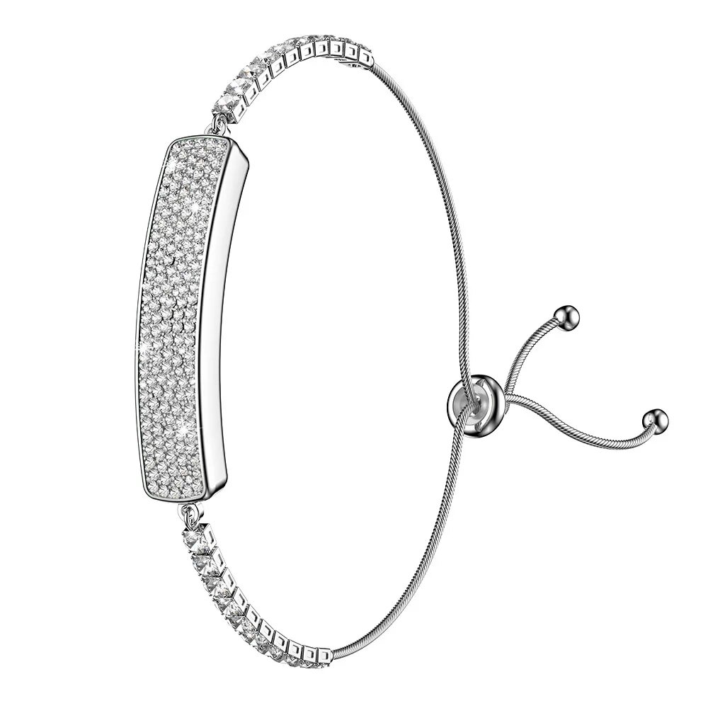 Браслет женский с кристаллами, Silver