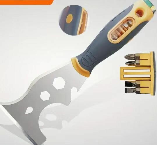 Многофункциональный шпатель с насадками для шуруповерта, пластиковая ручка из нержавеющей стали, набор шпателей 16-в-1.