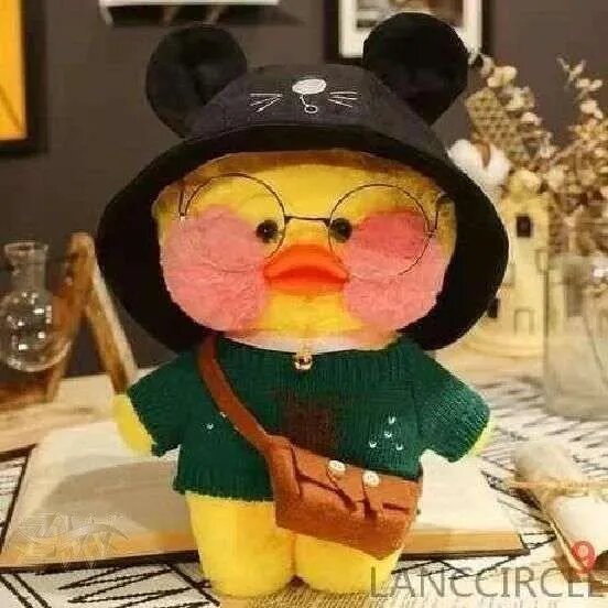 Мягкая игрушка уточка Лалафанфан MK Toy желтая / Утка Лала фанфан в очках в подарок ребенку/ Lalafanfan Duck Желтая