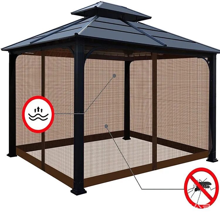 Комплект москитных для шатра 3х3 м на молниях / Шторы 3,05х2,2 м - 4 шт. для беседки / Сменные стенки для палатки