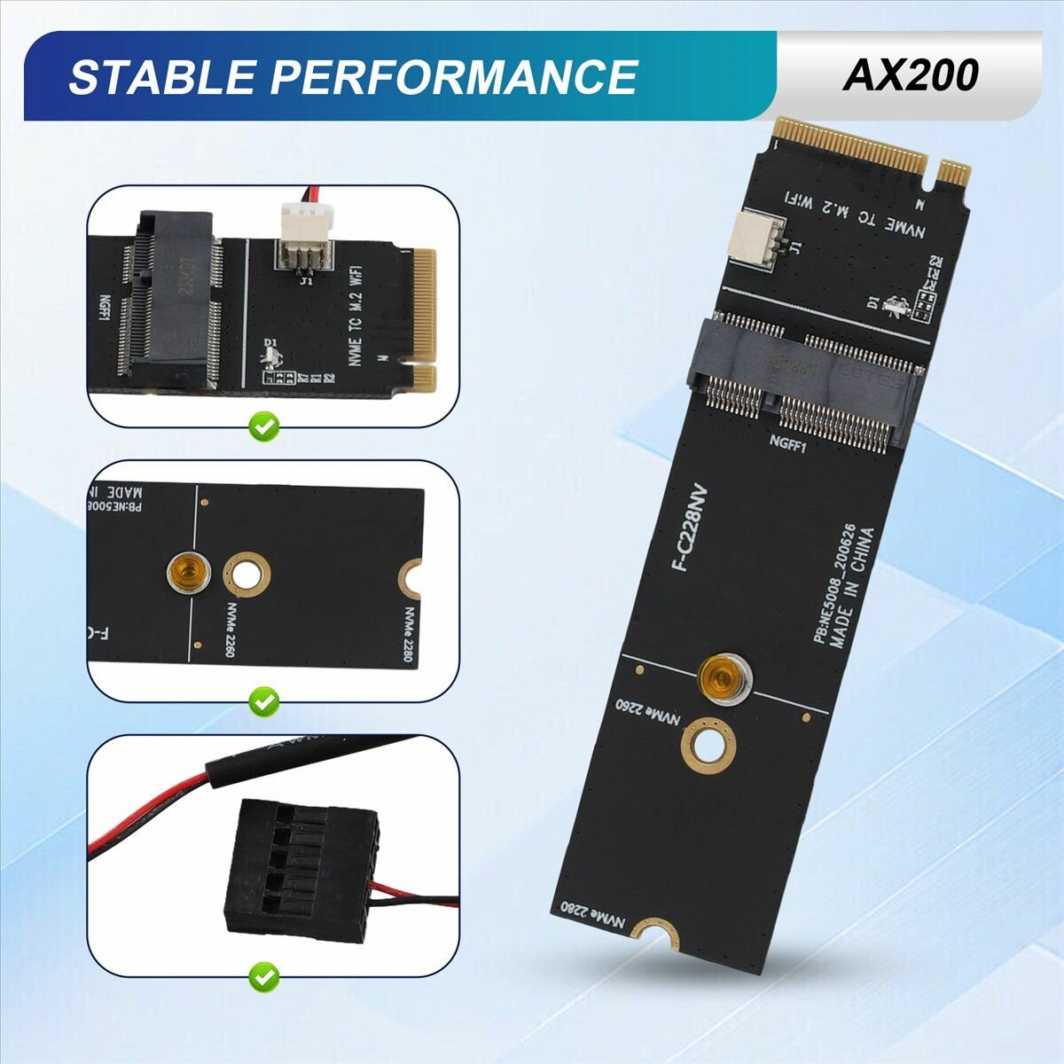 Беспроводной Wi-Fi Bluetooth-адаптер M.2 A+E Key для M.2 M Key