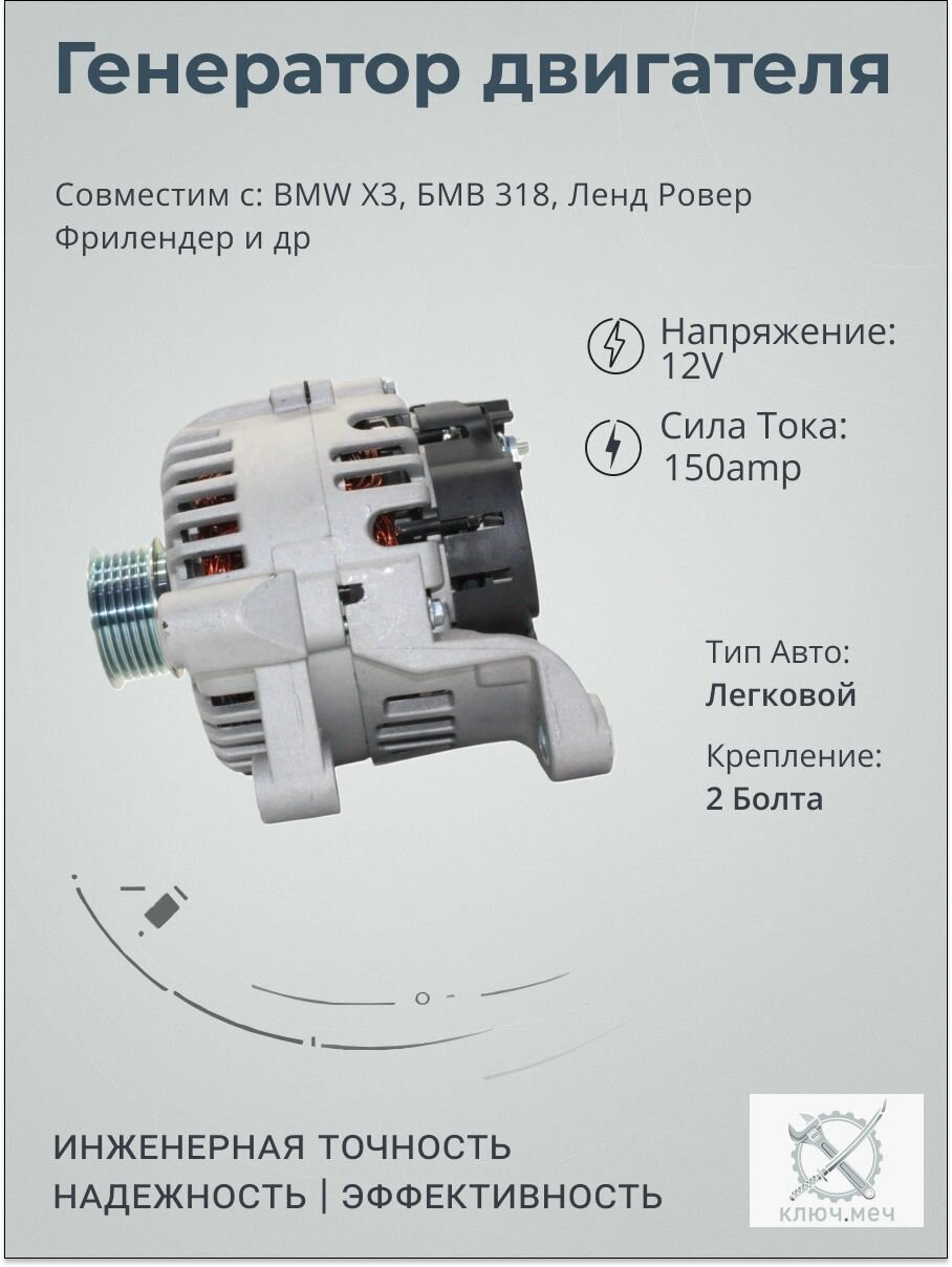 Генератор для BMW X3, БМВ 318, Ленд Ровер Фрилендер