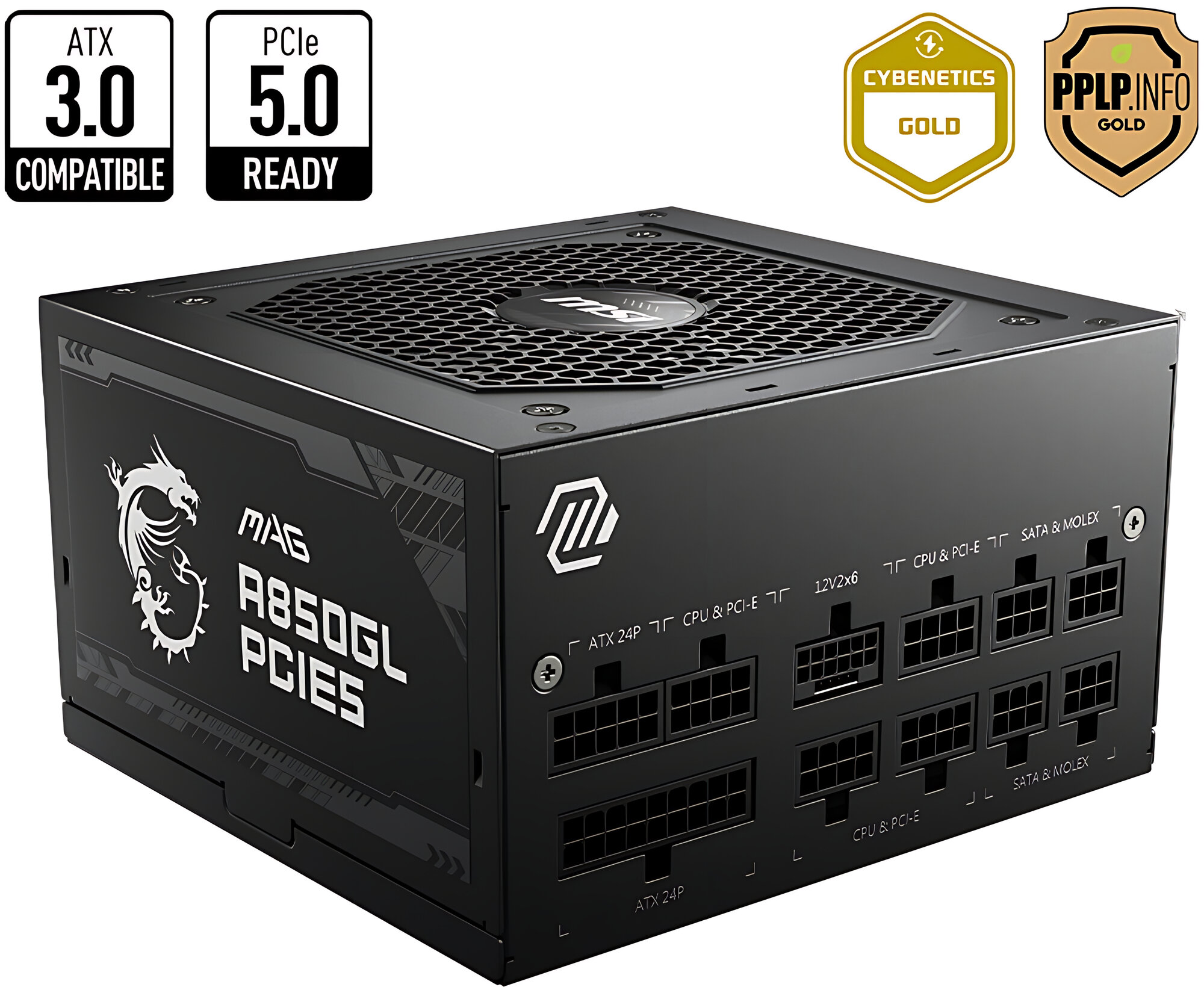 Блок питания MSI 850W MAG A850GL Black, модульный, 16 Pin PCIe 5.1, 80 PLUS Gold (306-7ZP8A11-CE0)