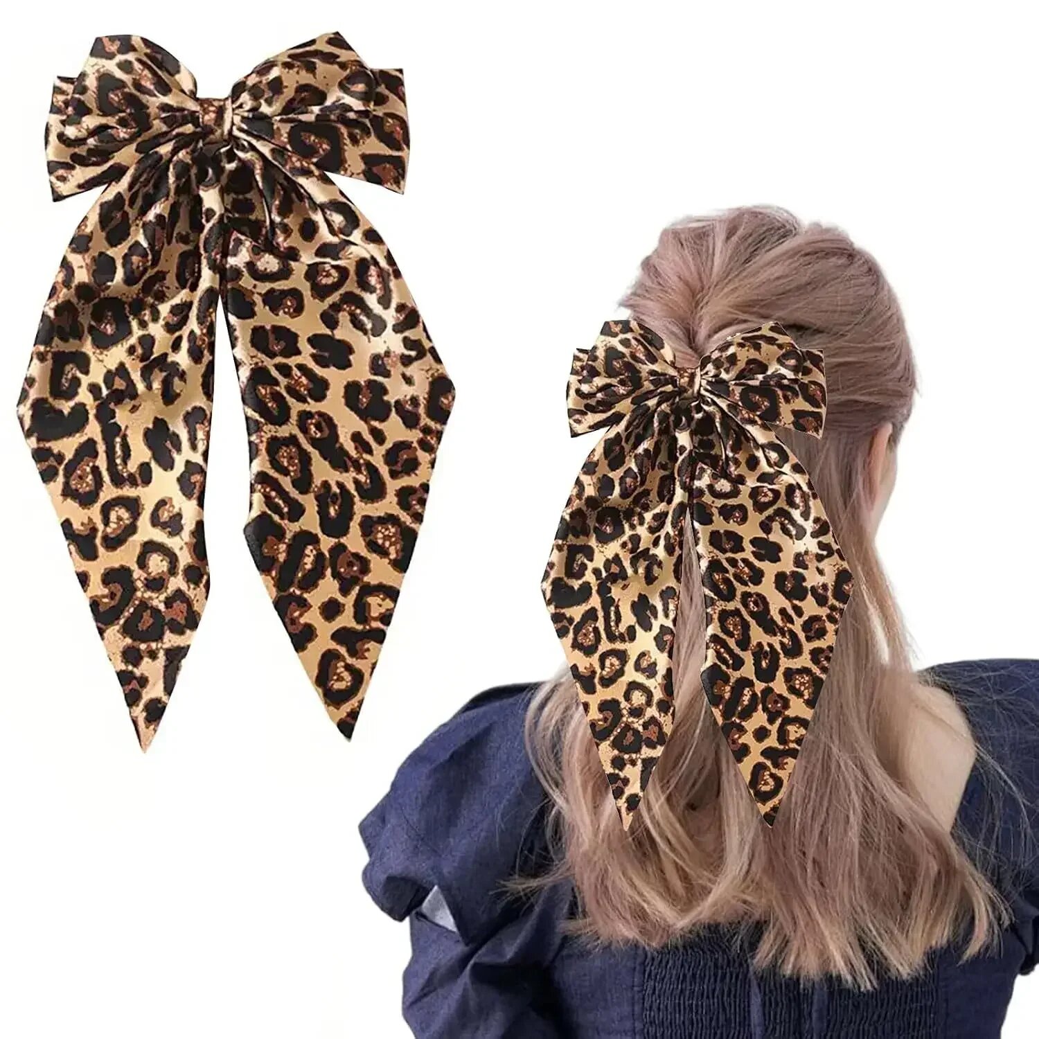Модные женские заколки для волос с принтом, весенний зажим, головные уборы для девочек, лента с леопардовым принтом, заколка для волос, большой бант, аксессуары для волос