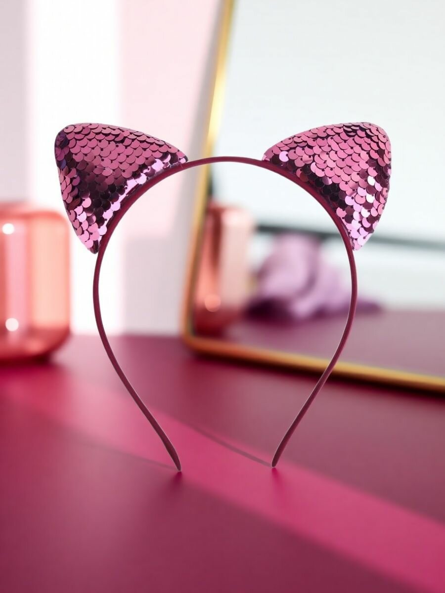 Милый розовый ободок с ушками кошки для детей и взрослых EEbaby