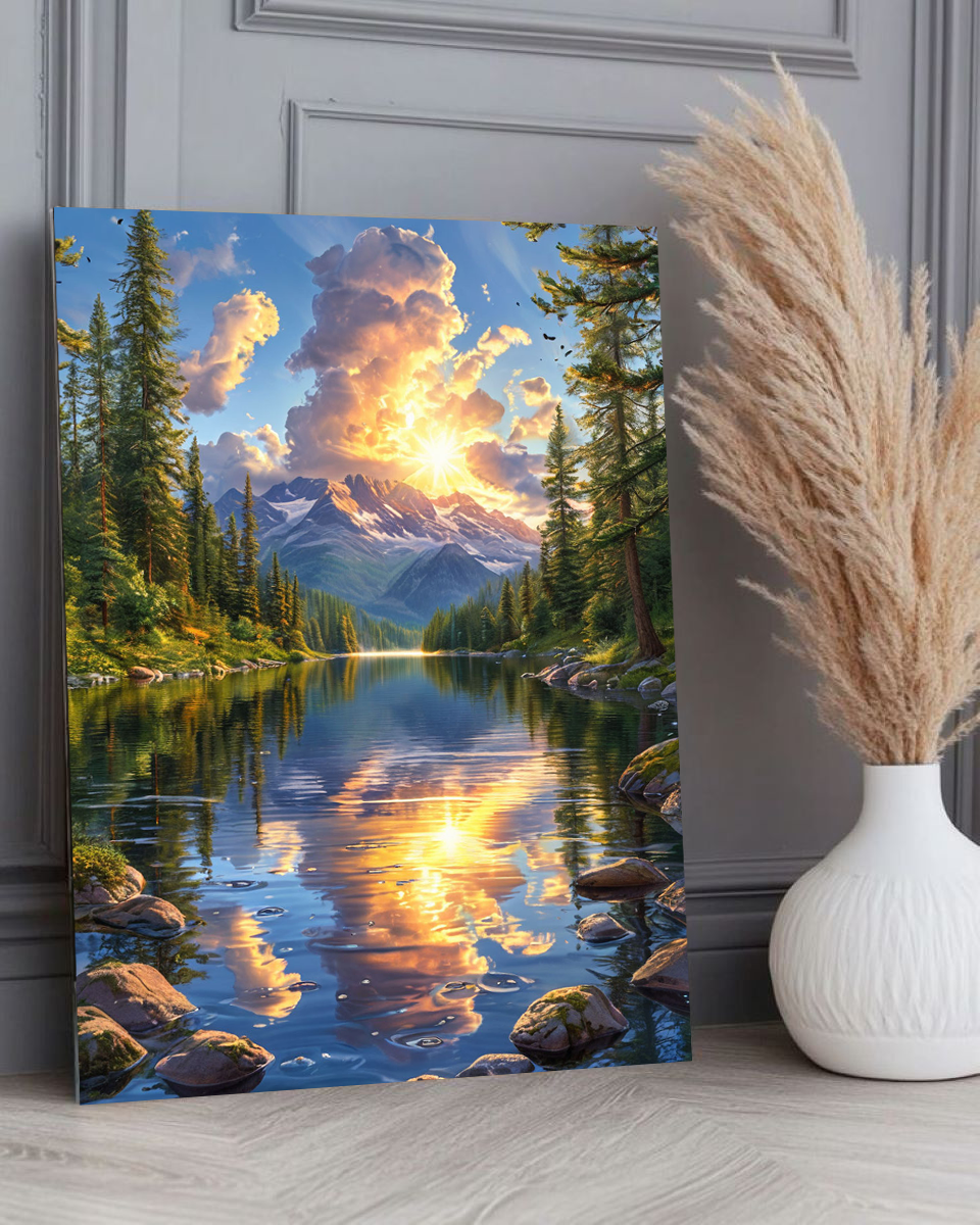 Картина на стену для интерьера Озеро в горах 40х50 см, холст на подрамнике, ArtInter