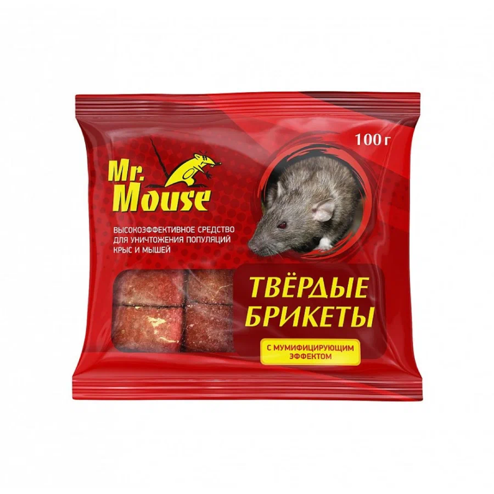Приманка Mr.Mouse, против мышей и крыс, парафиновый брикет 100 г
