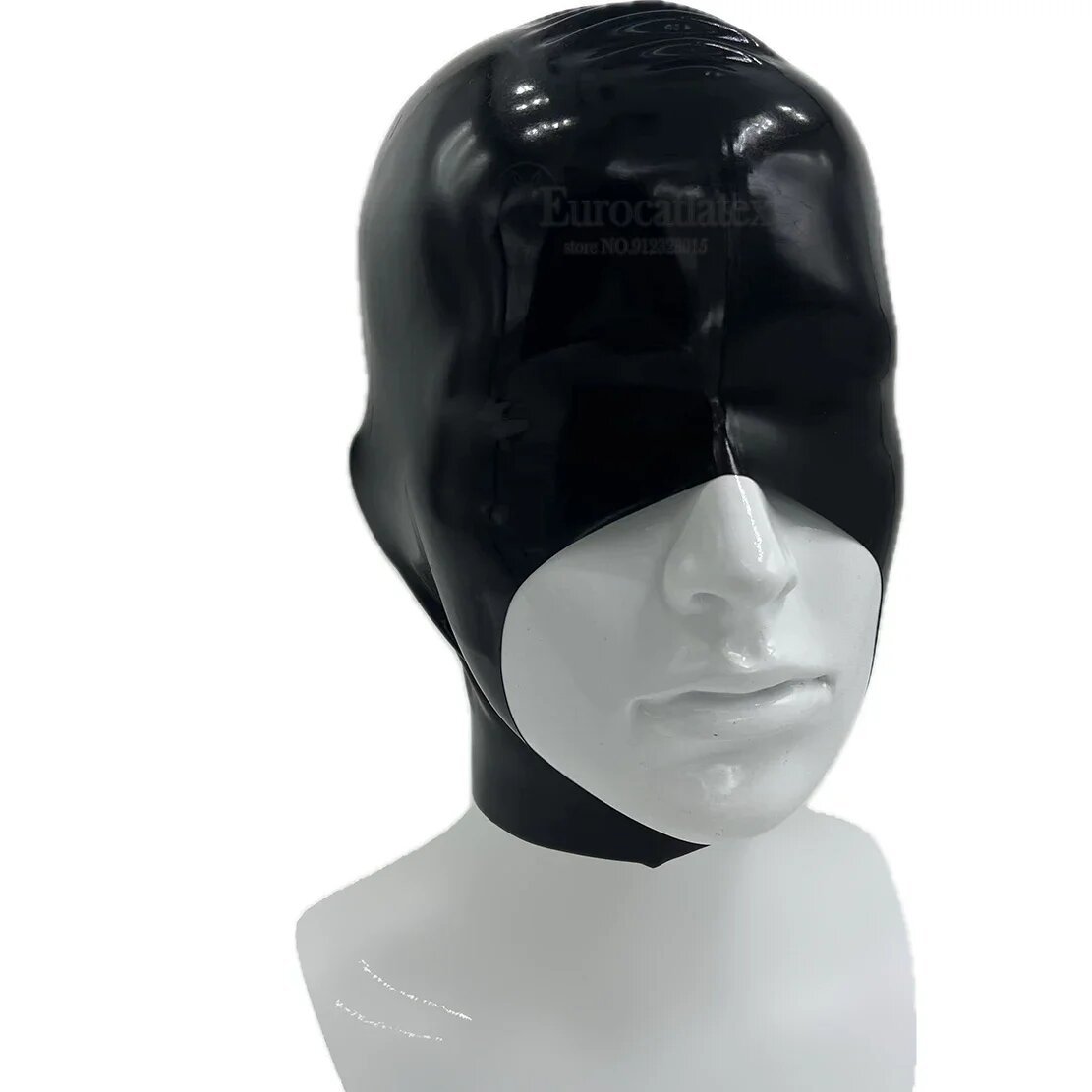 Мужской латексный костюм с капюшоном Черный, L, no eyes