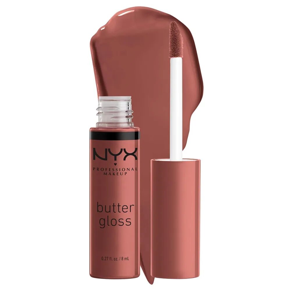 NYX PROFESSIONAL MAKEUP Butter Gloss Блеск для губ, 8 мл, бежевый оттенок, для увлажнения и сияния