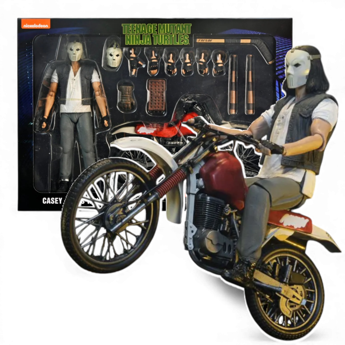 Фигурка Кейси Джонс с байком "Черепашки Ниндзя 1990" от Neca