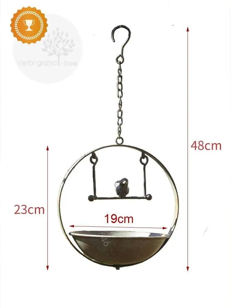 Кормушка для птиц подвесная, 23х19х48см, металл, круглая, черная, для сада