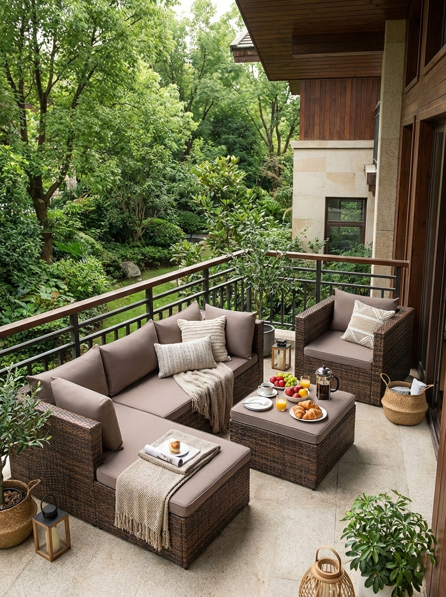 Комплект мебели из искусственного ротанга Гардини Релакс (Gardini Relax), коричневый меланж