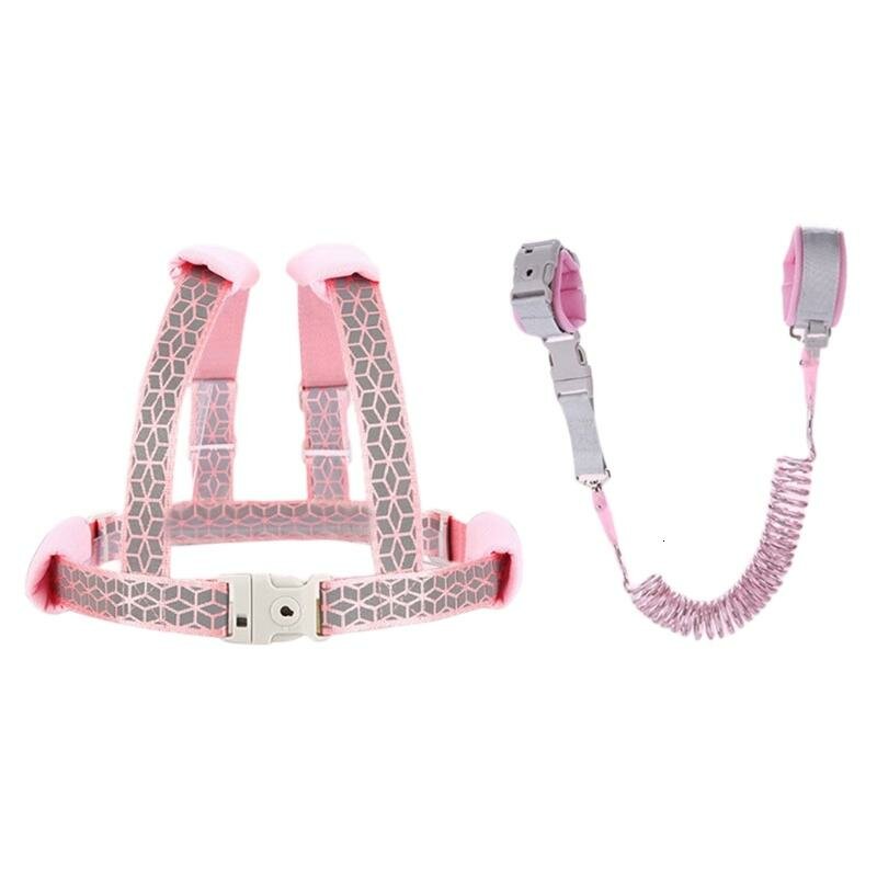 Детский безопасный поводок с отражающей полосой, Розовый - 2m
