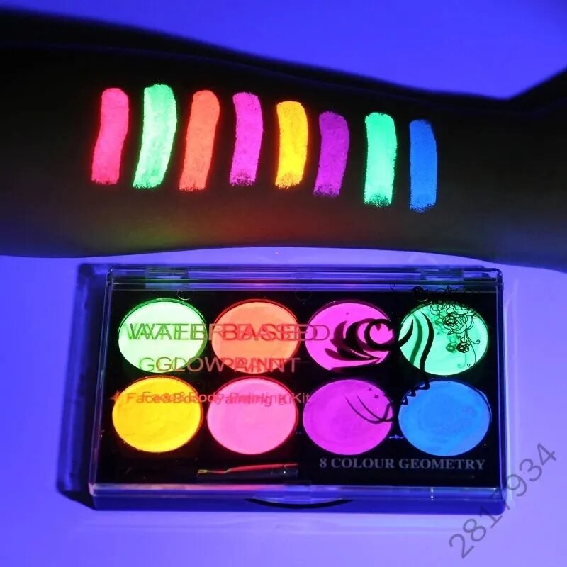 Флуоресцентный аквагрим для лица и тела 8 цветов для детей