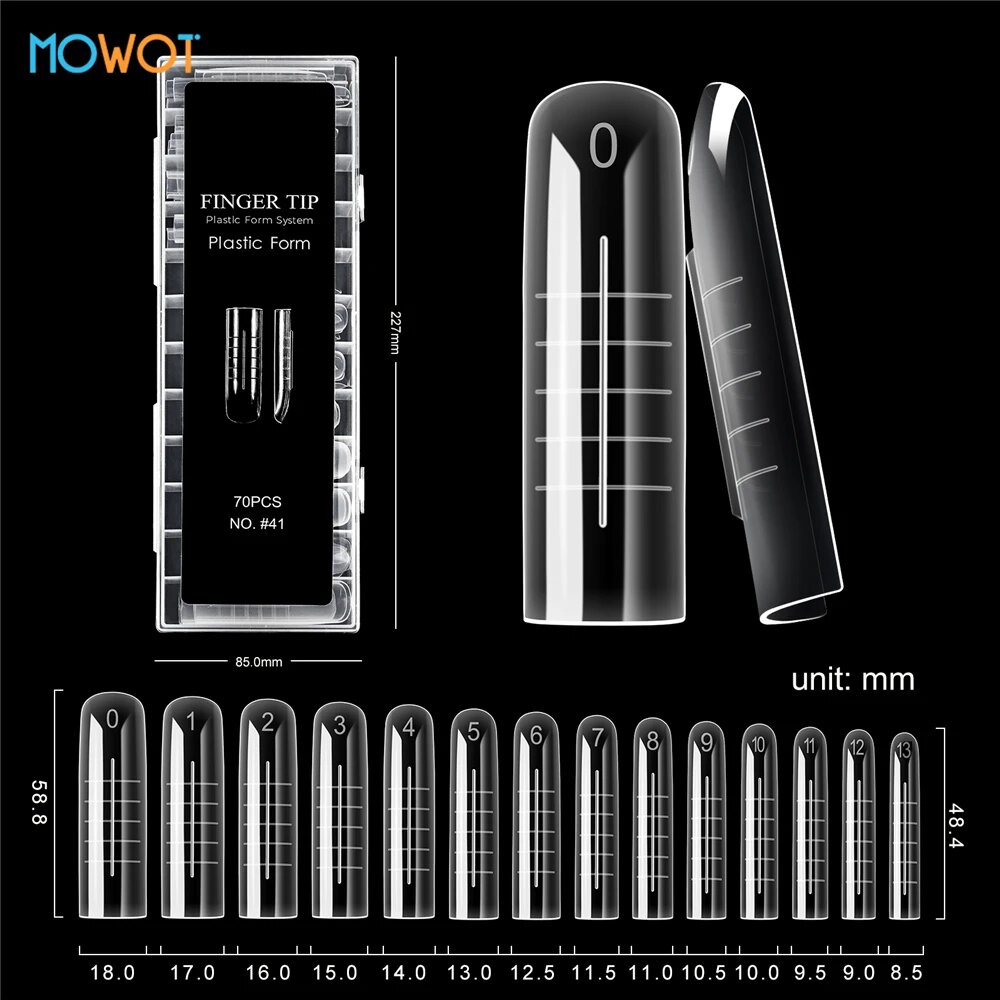 MOWOT 70 шт. матовые двойные формы для наращивания ногтей, квадратные многоразовые верхние формы для системы наращивания, формы для полигеля, акриловые типсы для накладных ногтей