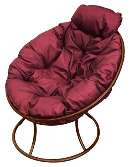 Садовое кресло M-group Папасан мини коричневое + бордовая подушка