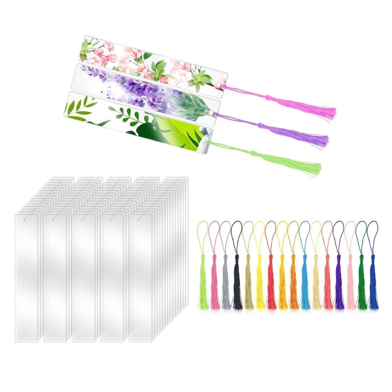 Пустой Набор Закладок Ручной работы Закладки с Красочными Кисточками Акриловые Закладки для Книг Проекты "Сделай Сам" Подарочный Блокнот