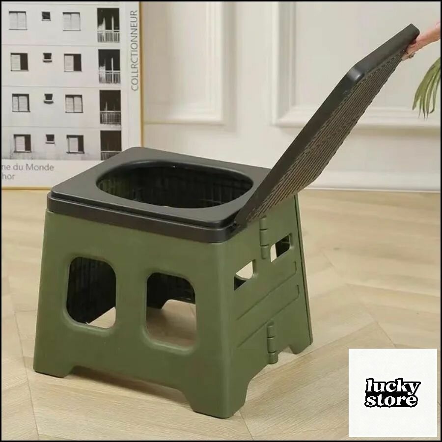 Палатка для туристов, складная туалетная кабина, сиденье для мобильного туалета, маленькая стул для надевания обуви, зеленый, 37*30*30.5 см, 1 шт.