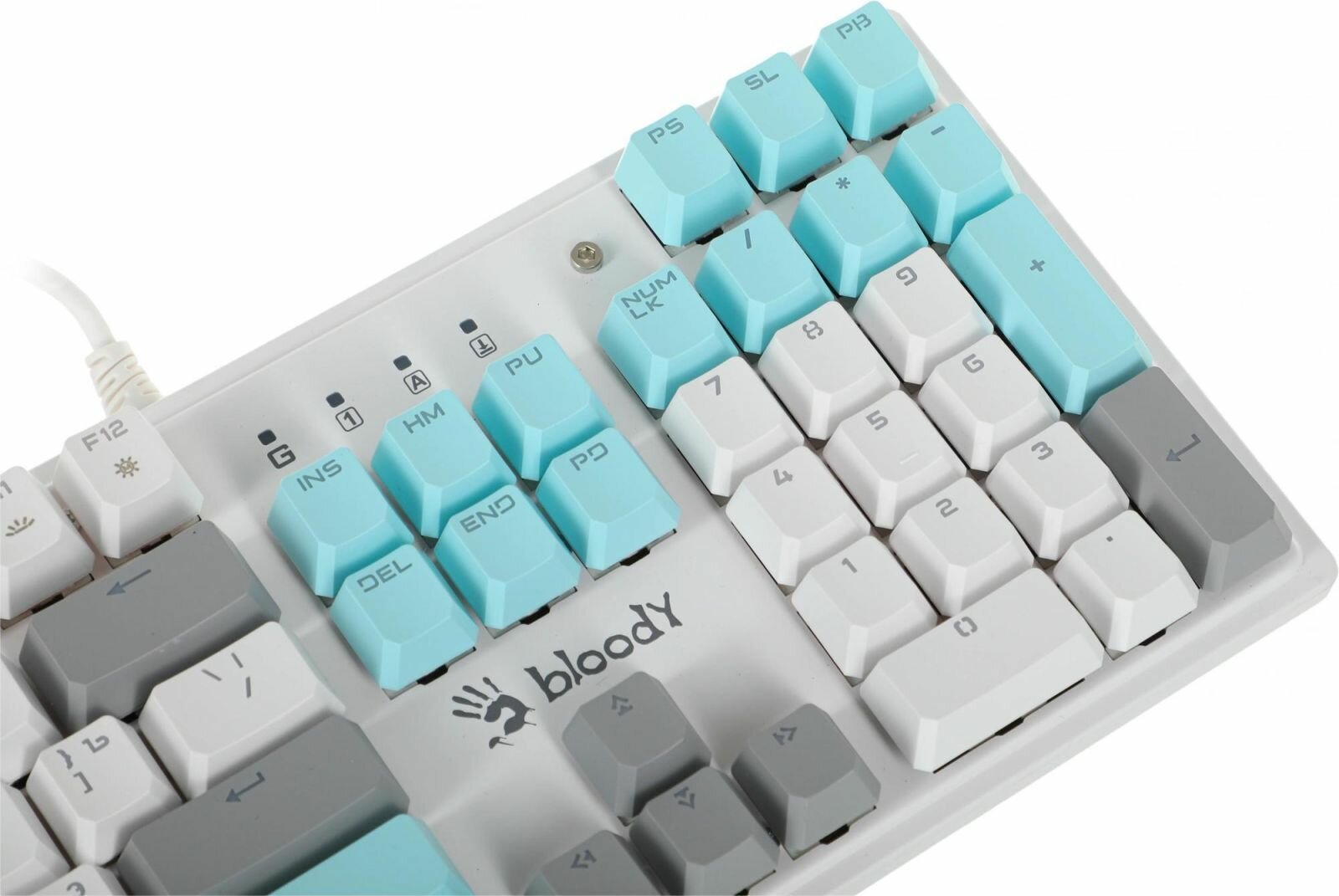 Клавиатура A4Tech S510N, механическая, белая, USB, игровая, LED, длина кабеля 1.8 м (S510N (ICY WHITE ))