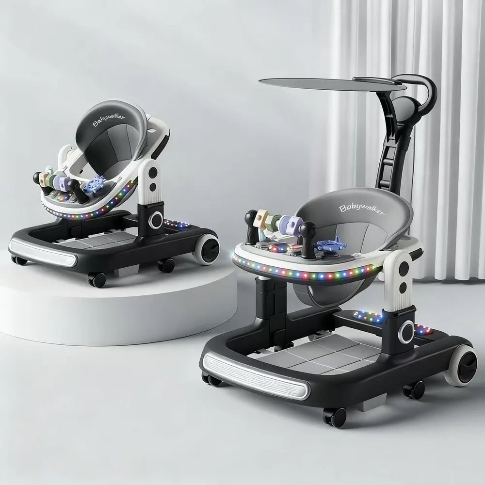 Детские ходунки Babywalker для девочек и мальчиков, игровая панель, свет и музыка